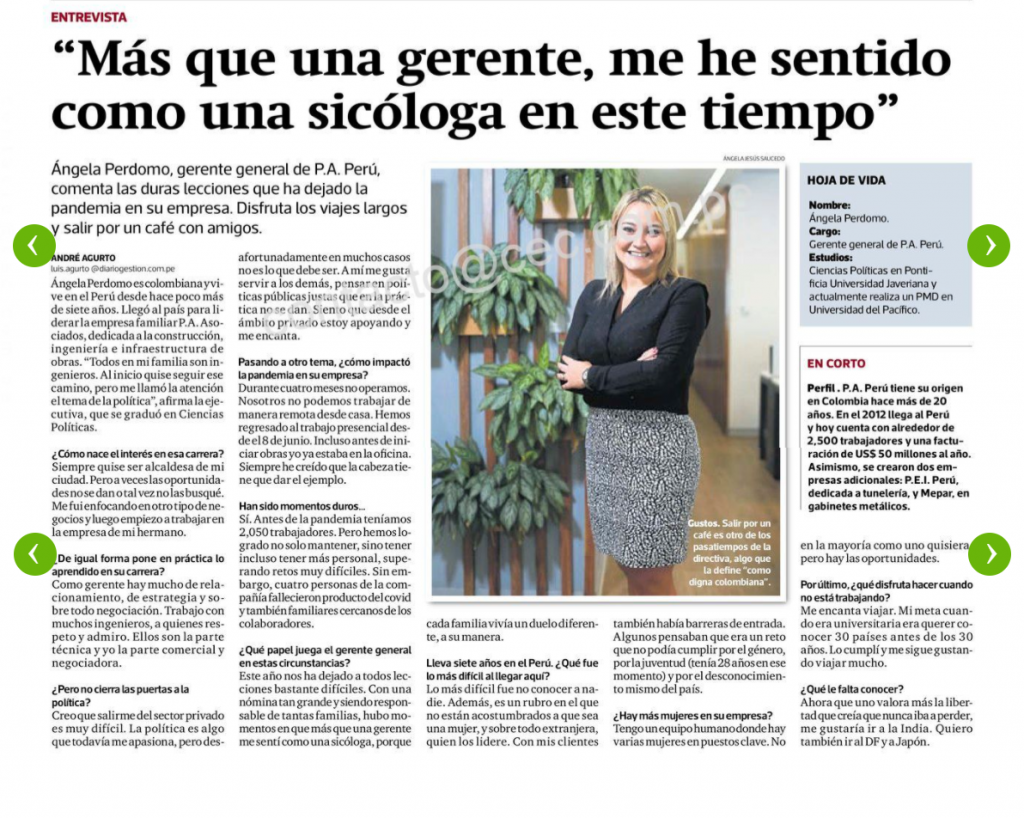 Entrevista a Angela Perdomo, gerente general de P.A. Perú - CEC